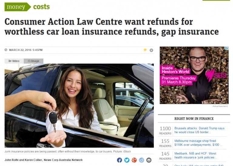 "Consumer Action Law Centre want refunds for worthless car loan ...